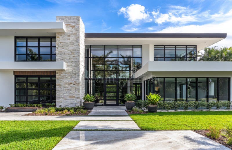 Modern Style Luxurious New Construction House. Generative AI. Stock ...