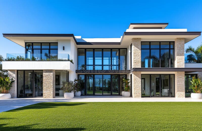 Modern Style Luxurious New Construction House. Generative AI. Stock ...