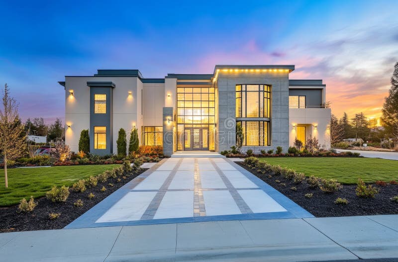 Modern Style Luxurious New Construction House. Generative AI. Stock ...