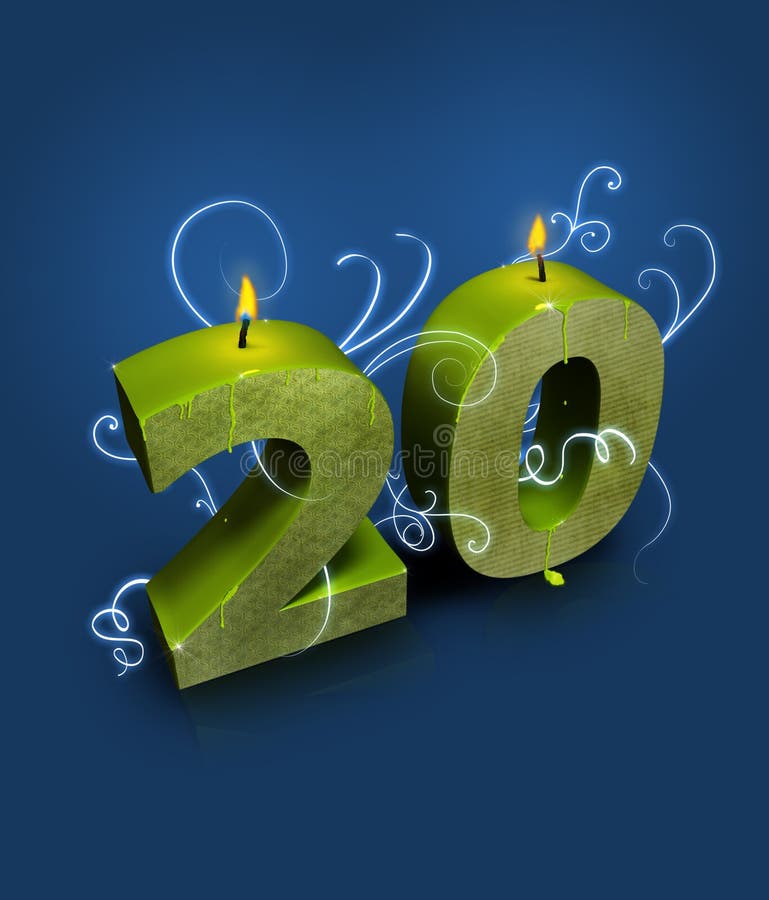 Modern Style Number 20 with Candle Flames Stock Illustration ...
