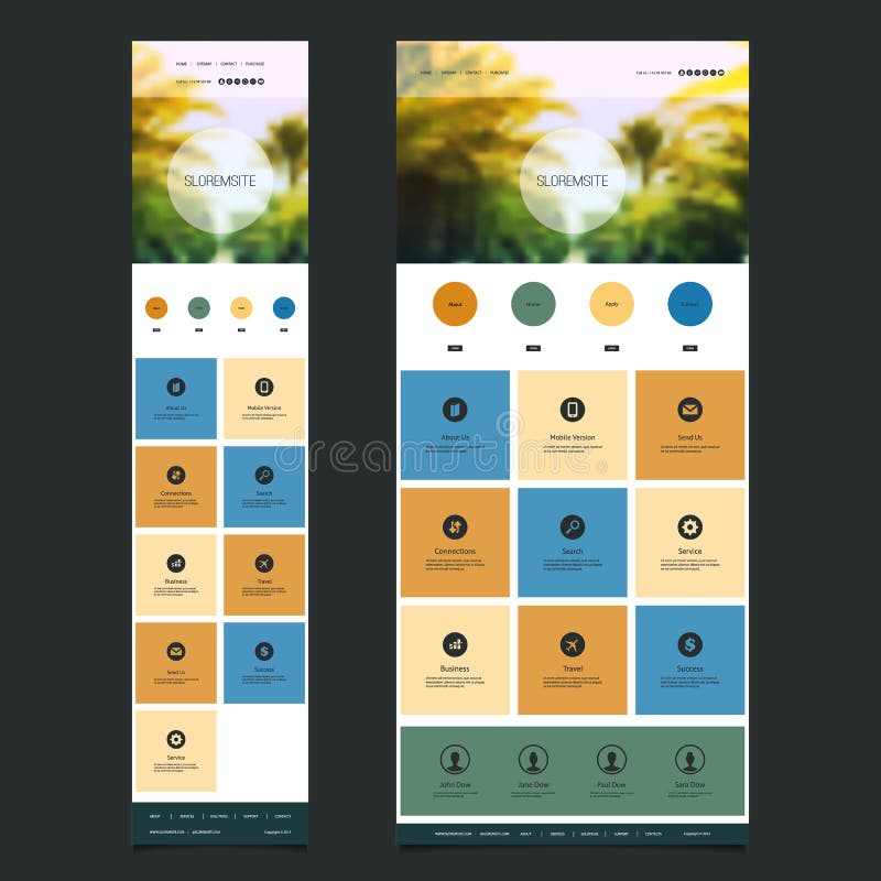 Modern Style Responsive One Page Website Template Layout with Blurred ...