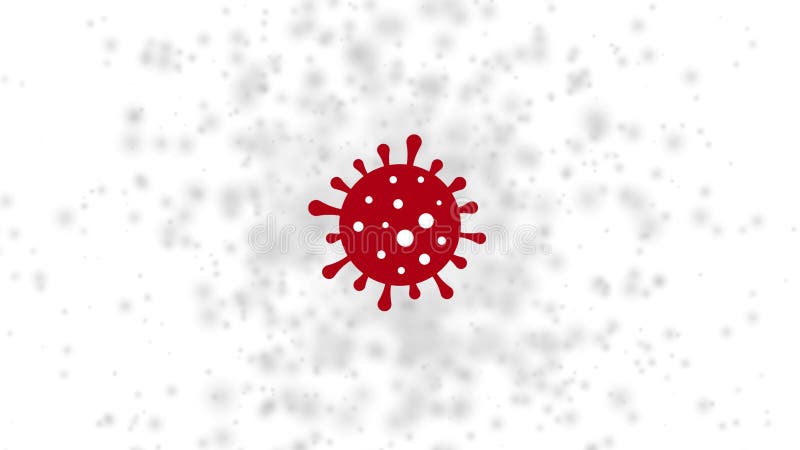 Rotating Red Virus Icon on Abstract Motion Background Exploding Dust ...