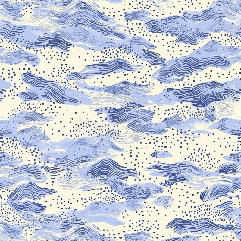 Modern Style Seamless Pattern with Wavy Ocean, Horizontal Curly Waves ...