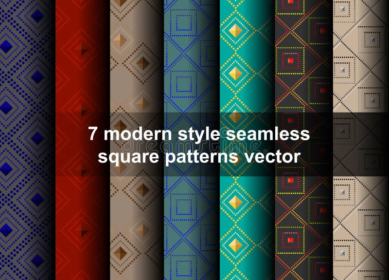 Modern Style Seamless Square Patterns Vector Background Stock Vector ...