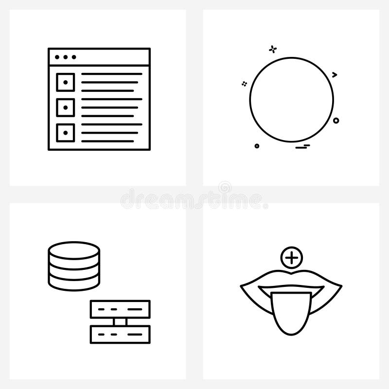Modern Style Set of 4 Line Pictograph Grid Based Interface; Data ...