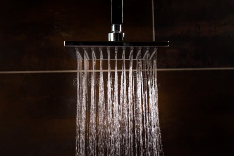 Modern Style Steel Square Shower Head in the Bathroom Stock Photo ...