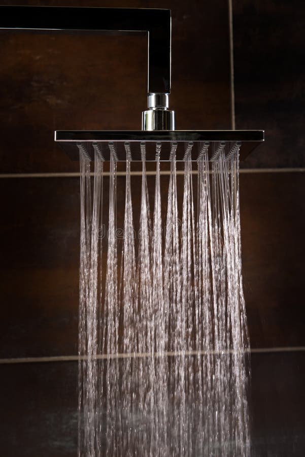Modern Style Steel Square Shower Head in the Bathroom Stock Photo ...
