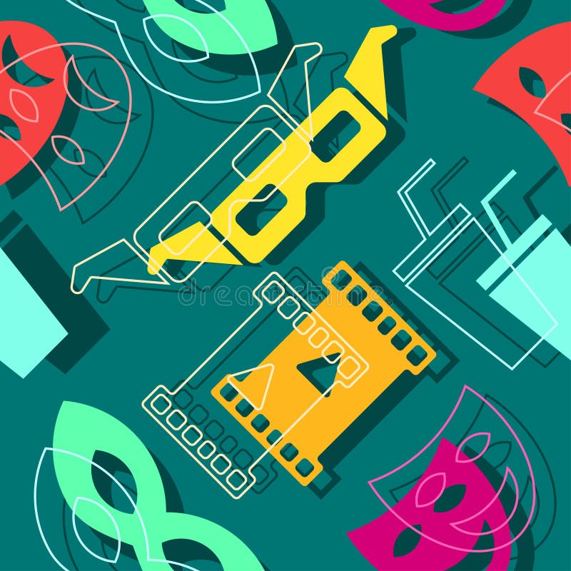 Modern Style Theater Seamless Pattern Template Stock Vector ...