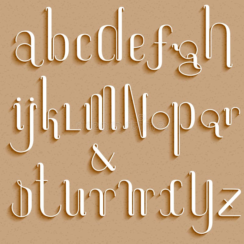 Set of Rounded Thin Alphabet Letters with Long Shadows on Cardboard ...