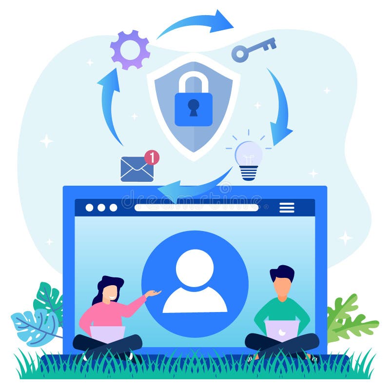 Illustration Vector Graphic Cartoon Character of Data Security Stock ...