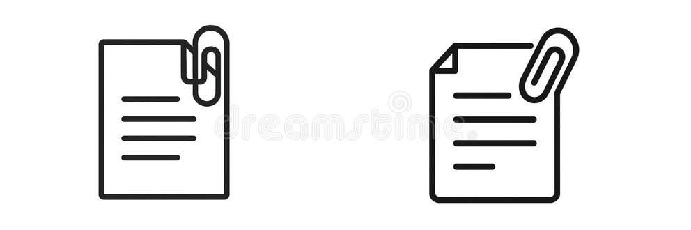 Modern Styled Icons Representing Documents with Paper Clips on a Clean ...