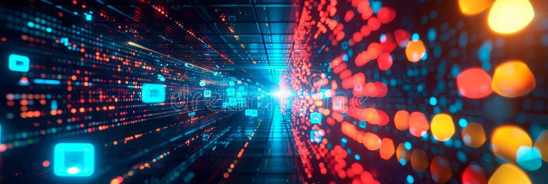 Modern Stylish Background with Digital Pixels and Icons Representing ...