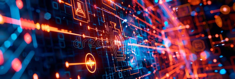 Modern Stylish Background with Digital Pixels and Icons Representing ...