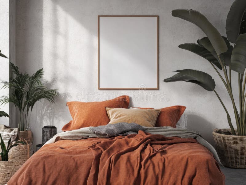Contemporary Bedroom Decor stock photo. Image of neutral - 386223782