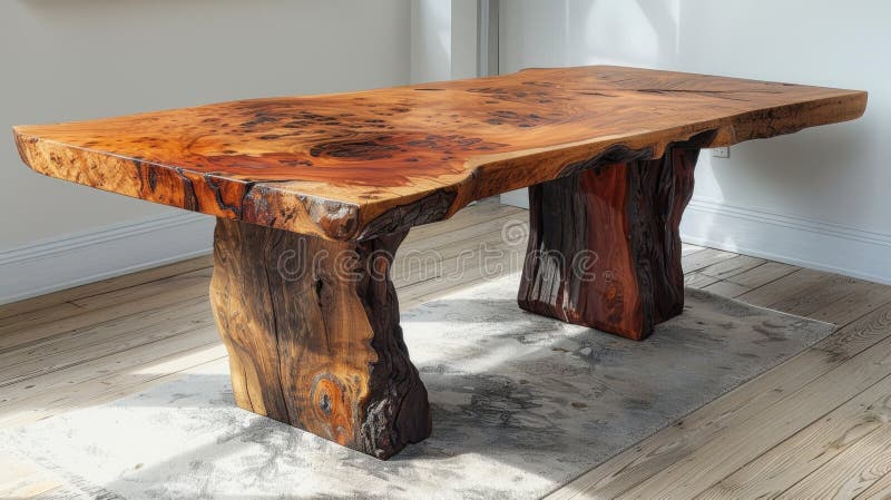 Modern Stylish Dining Room with Slab Wood Table. Beautiful Interior ...