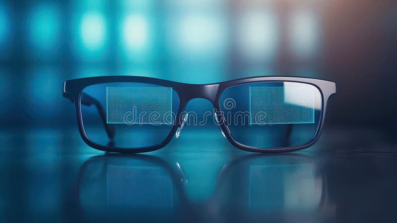 Modern Stylish Glasses with Digital Screen Overlay Reflecting ...