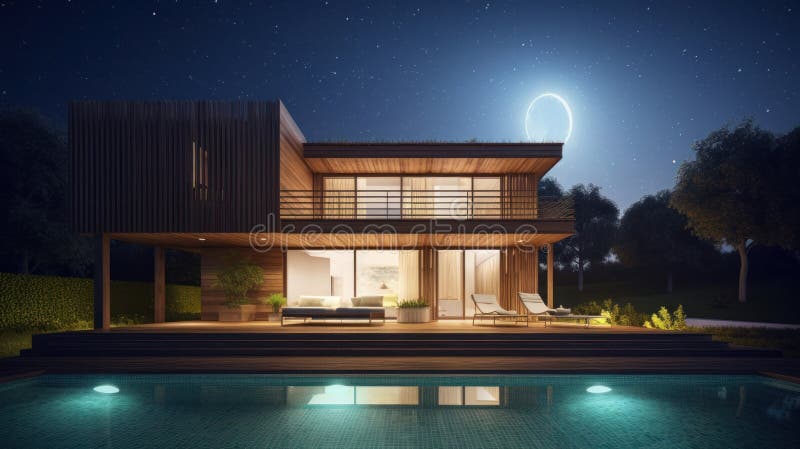 Modern Stylish Home with Large Windows and a Swimming Pool in the ...