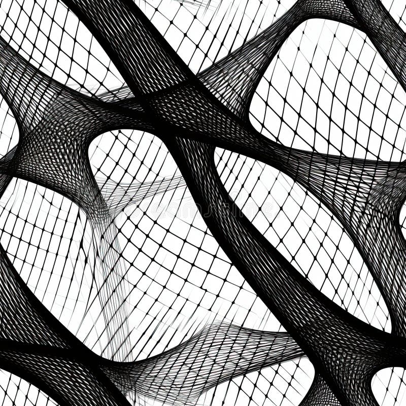 Modern Stylish Texture of Mesh Seamless Pattern. Intricate Black White ...