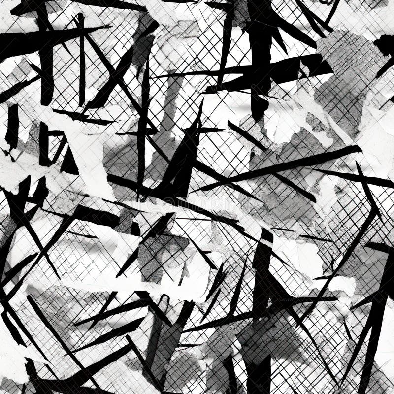 Modern Stylish Texture of Mesh Seamless Pattern. Intricate Black White ...