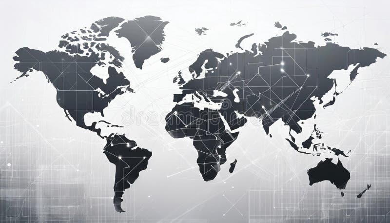 Digital Stylish 3d Vector World Map with White High Tech Background ...