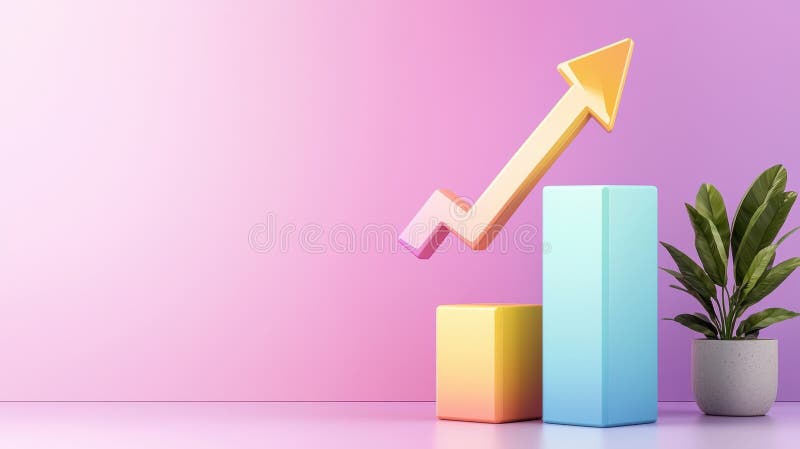 Modern Stylized Bar Graph with Upward Arrow Stock Illustration ...