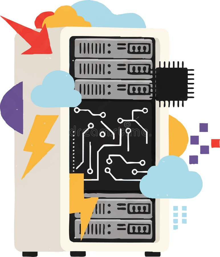 Cloud Computing and Data Center Technology Illustration Stock Vector - Illustration of cloud ...