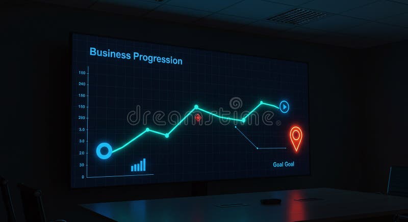 Business Progression Chart on Screen Stock Illustration - Illustration ...