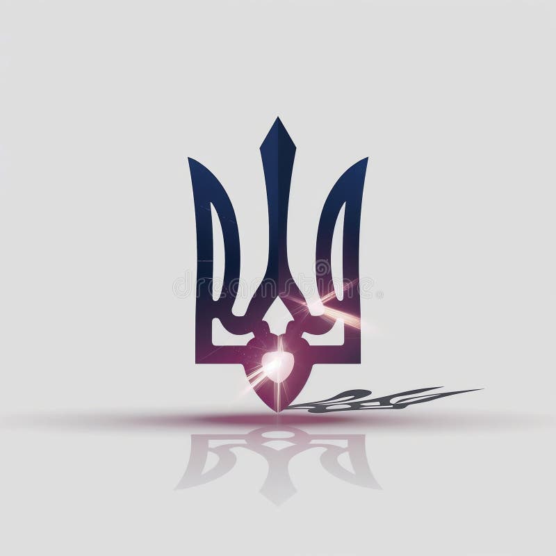 Modern Stylized Ukrainian Trident with Metallic Gradient Design Stock ...