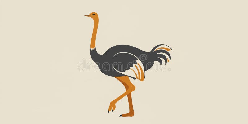 Modern Stylized Vector Ostrich with Elegant Feather Details Stock ...