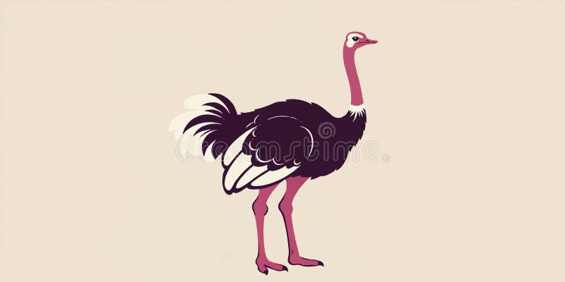 Modern Stylized Vector Ostrich with Elegant Feather Details Stock ...