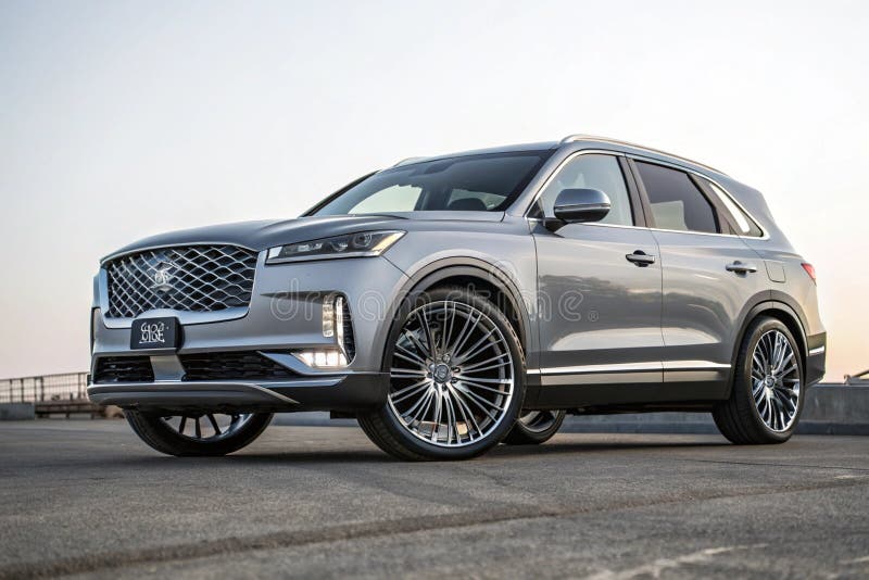 Modern Subcompact Crossover SUV with Chrome Grille Stock Illustration ...