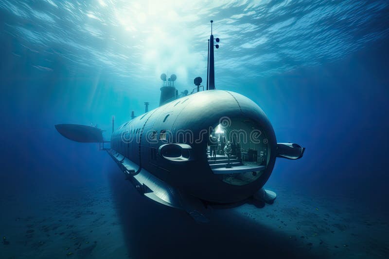 Modern Submarine Underwater View. Generative AI Stock Illustration ...