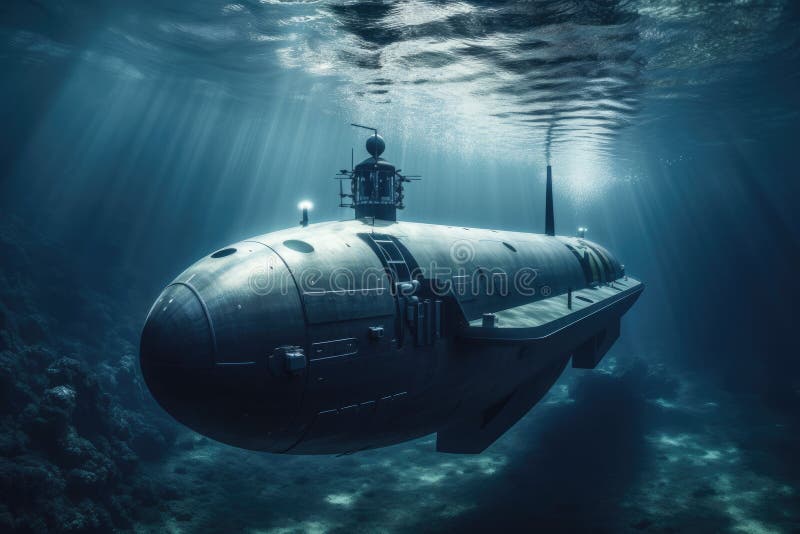 Modern Submarine Underwater View. Generative AI Stock Illustration ...