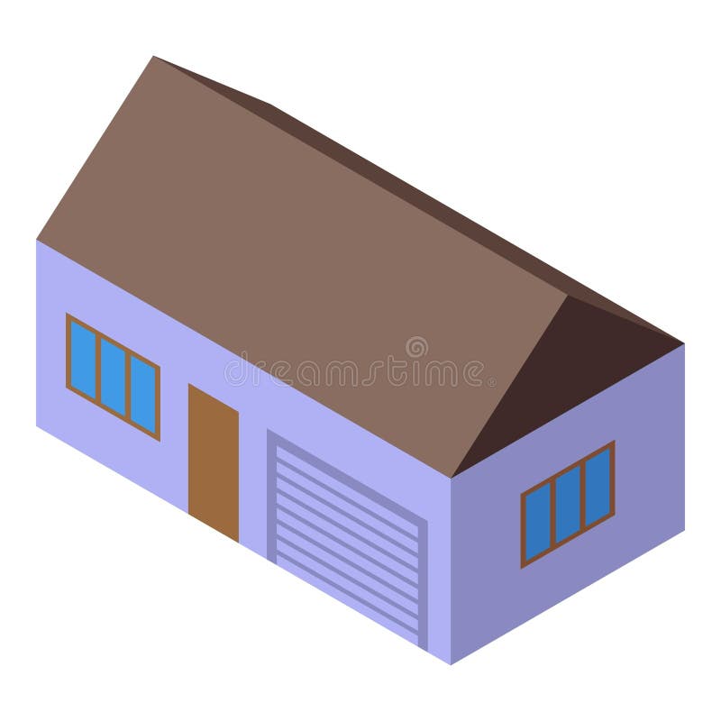 Modern Suburban House with Garage Isometric Projection Stock ...