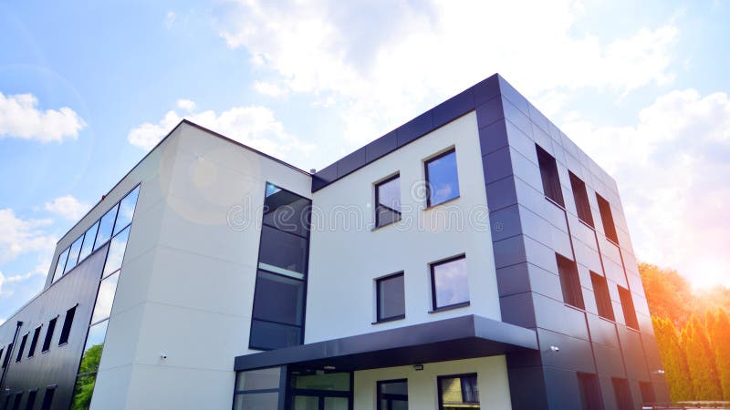 Modern Suburban Low Rise Office Building. Stock Image - Image of estate ...