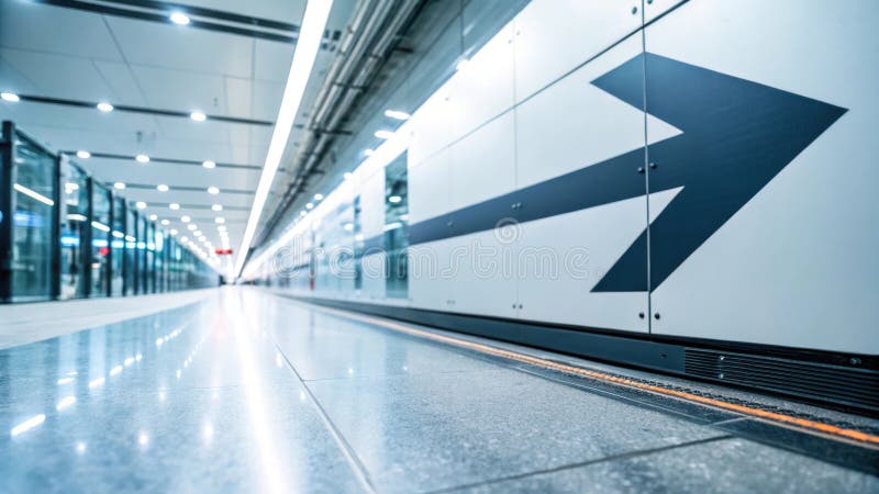 Modern Subway Platform Directional Arrow Signage Stock Illustration ...