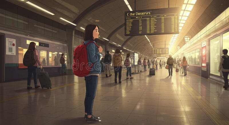 A Modern Subway Station with an Arched Ceiling, Illuminated by Linear ...