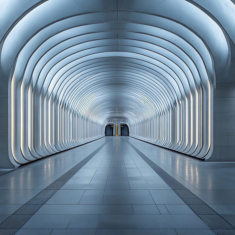 Modern Subway Station Featuring Symmetrical Lines and Smooth Curves ...