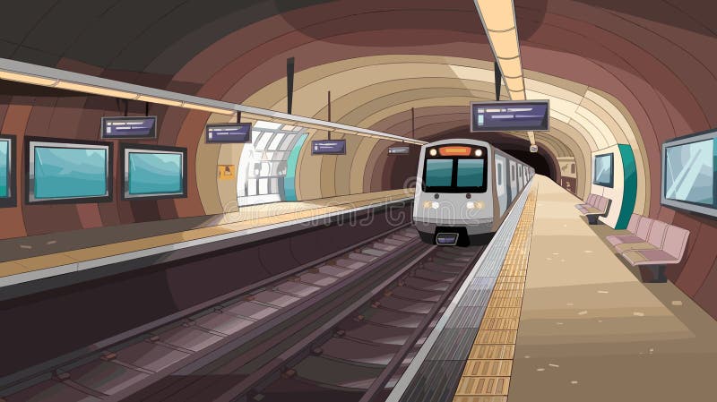 Modern Subway Station Interior with Approaching Train Stock Vector ...
