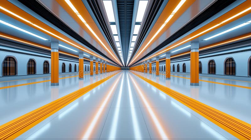 Modern Subway Station Interior with Vibrant Lighting and Design Stock ...