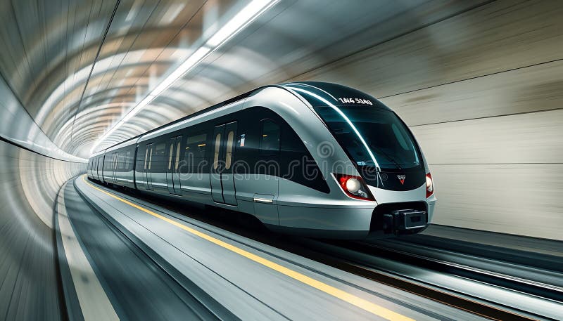Modern Subway Train Entering Tunnel, Urban Transportation and Rapid ...