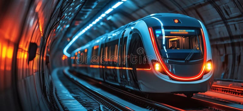 140 Modern Subway Train Illuminated Underground Tunnel Futuristic ...