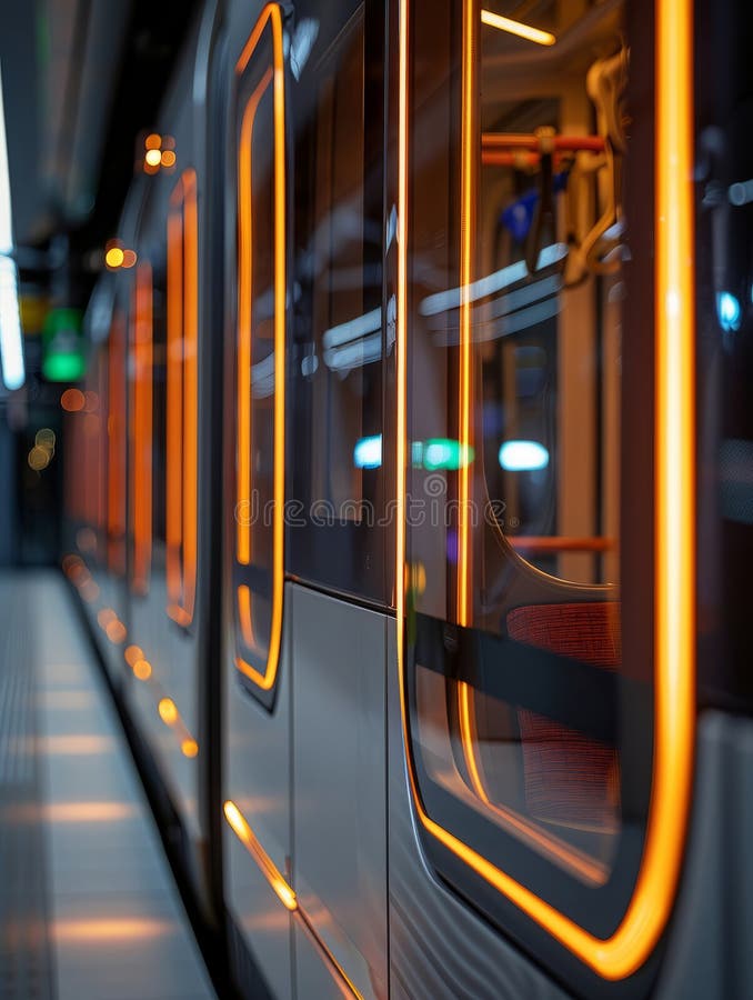 Modern Subway Train Illuminated Windows Platform Stock Photos - Free ...