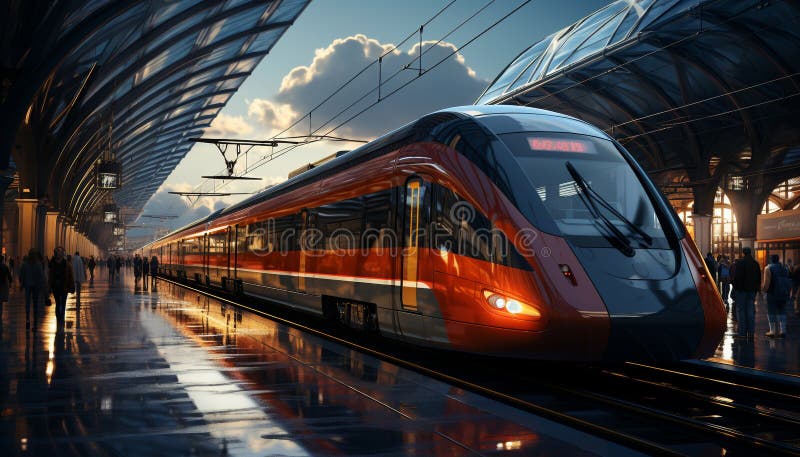 Modern Subway Train Speeds through City, Illuminating the Underground ...