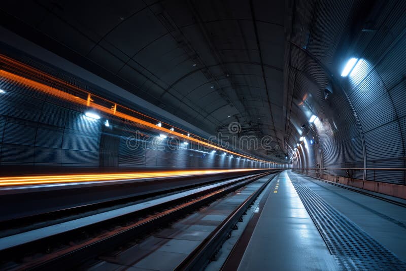 Modern Subway Tunnel with Abstract Wall Designs Stock Illustration ...