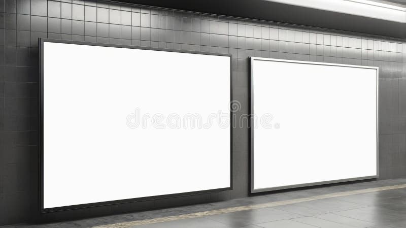 Modern Subway Wall with Two Blank Billboards Stock Illustration ...