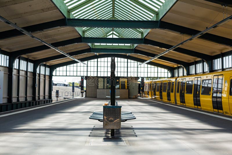 Modern Subway. Yellow Train at the Station Stock Photo - Image of urban ...