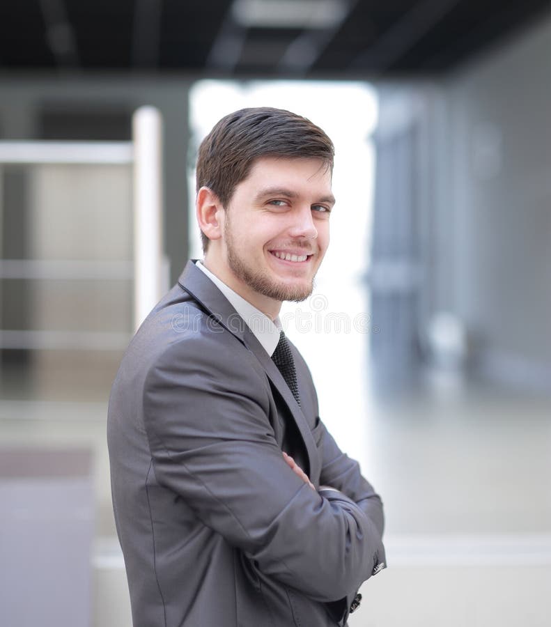 Modern Successful Businessman on Background of Office Stock Image ...