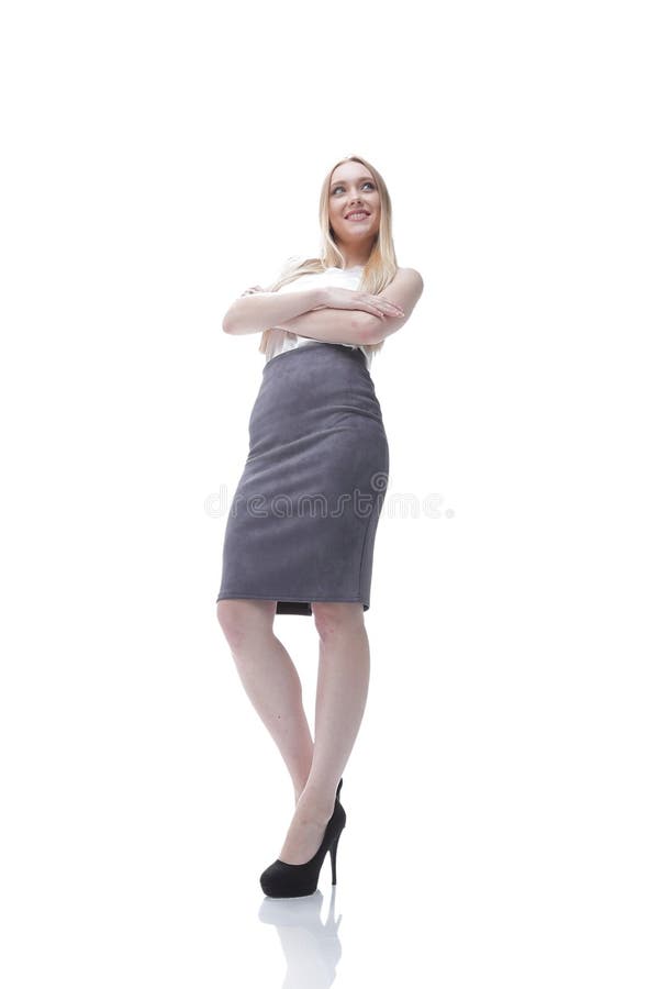 Modern Successful Young Business Woman. Full-length. View from Below ... Modern Successful Young Business Woman. Full-length. View from Below ...
