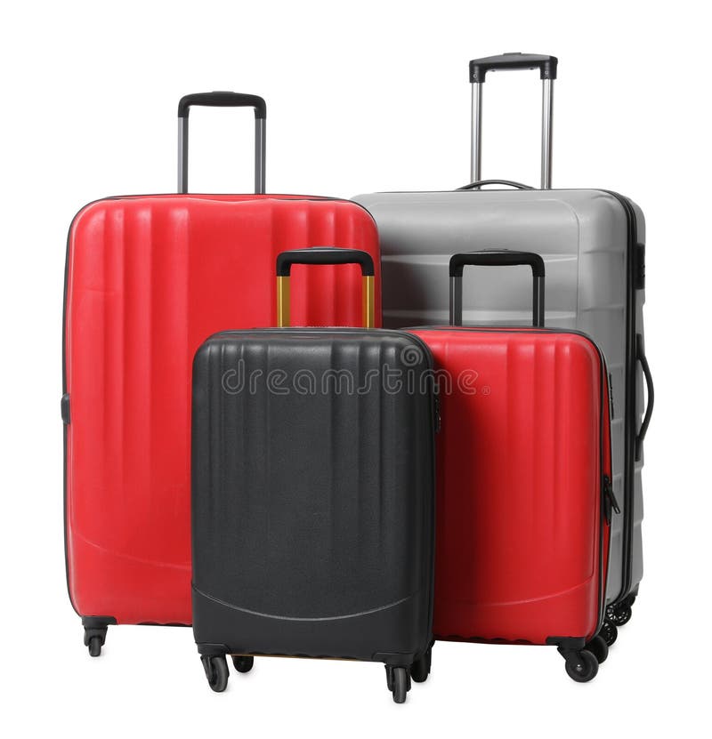 Modern Suitcases for Travelling on White Background Stock Image - Image ...
